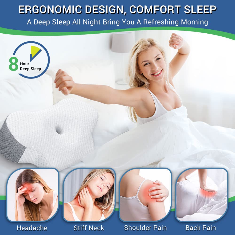 HushNights Side Sleeper Pillows for Adults, Cervical Pillow for Neck Pain Relief, Ergonomic Pillow for Neck and Shoulder Pain, Orthopedic Pillow for Side Sleeper and Back Sleeper