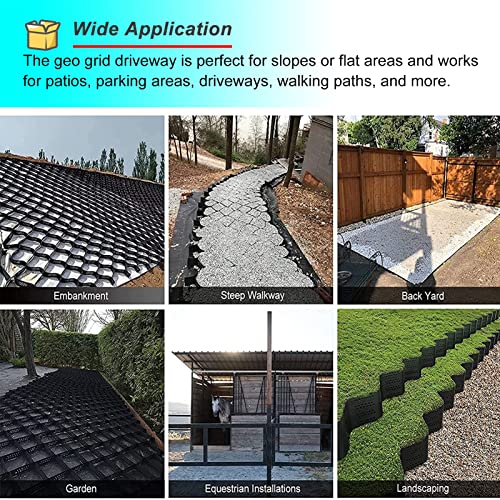 ZMQL Heavy Duty Geo Grid Ground Grid, Gravel Stabilizer Grid for Driving Load, 6.5/10/13/16/19.7 Ft Wide, Garden Path Embankment Reinforcement (Size : 2x6m/6.5x19.7ft)