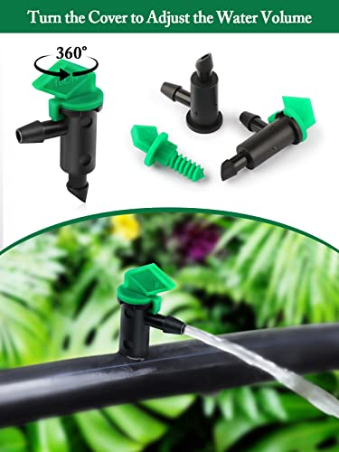 Kalolary 90 Pieces Drip Emitter, 3 Colors Garden Flag Irrigation Drippers in 3 Sizes, 1 GPH, 2 GPH, 4 GPH Per Hour for Trees and Shrubs Watering