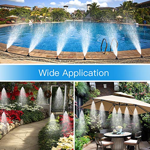 Mister System for Outside Patio - Misting Cooling System - 50 FT (15M) Misting Line + 15pcs Brass Mist Nozzles + a Faucet Connector (3/4" and 1/2") - Patio Misting System for Garden Greenhouse