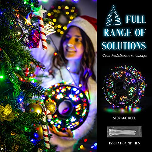 Quntis Christmas Tree Lights Multicolor, 328FT 1000 LED Diamond Cluster Christmas Lights 8 Modes Waterproof Outdoor String Lights with Timer & Memory for Yard Holiday Party Garden Patio Wedding Decor