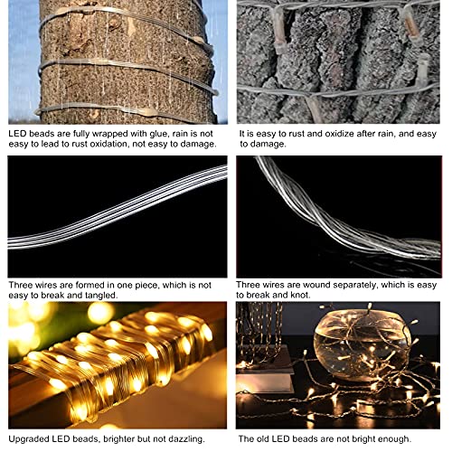 RUICHEN Fairy Lights Plug in, Waterproof 8 Modes 72 Ft 200 LED PVC Coating Silver Wire Twinkle String Lights for Bedroom Patio Garden Fence Christmas Wedding Party (Warm White)