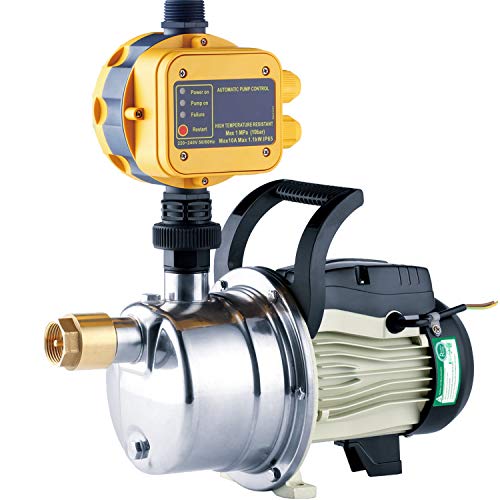 TDRRICH 3/4HP water pressure booster pump with Smart Controller for whole house，Self-priming Jet Transfer Pump Pressure Switch Automatic System 110v AC for Lawn Garden Sprinkler Irrigation