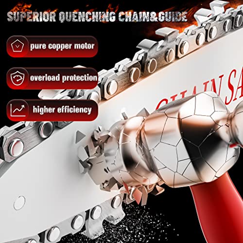 Mini Chainsaw Cordless - 4 inch Handheld Mini Electric Chainsaw, Portable Battery Powered Chain Saws for Tree trimming Branch Wood Cutting(2 Batteries and 2 Chains)