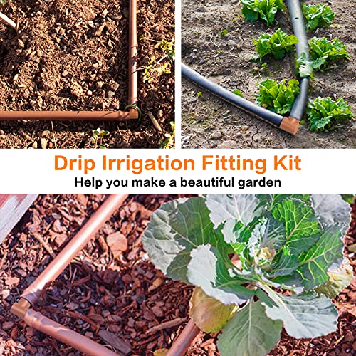 iRunning 18 Pieces Drip Irrigation 1/2" Tubing Elbow Fittings (17mm), Barbed Elbow Connectors for 1/2 Inch Irrigation Tubing (0.600" ID), Drip Line Elbows for Drip Sprinkler Garden Systems