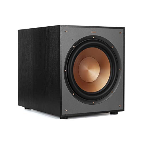 Klipsch F-200-BLACK Synergy Black Label Floorstanding Speakers with Klipsch B-100-BLACK Bookshelf Speakers, Klipsch C-200-BLACK Center Channel Speaker and a Klipsch R-120SW 200 Watt Subwoofer (2019)