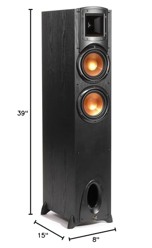 Klipsch F-200-BLACK Synergy Black Label Floorstanding Speakers with Klipsch B-100-BLACK Bookshelf Speakers, Klipsch C-200-BLACK Center Channel Speaker and a Klipsch R-120SW 200 Watt Subwoofer (2019)