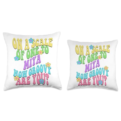 MIYA Name Gift Groovy Outfits For Women Cute Retro Girls Groovy Miya Personalized Name Throw Pillow, 16x16, Multicolor