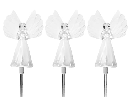 Crosslight Solar Power Angel Stakes (3 Packs) Warm White Color - Best for Garden, Memorial, Christmas and Cemetery Decor, Yard, Lawn, Patio, Pathway, Backyard,LED Waterproof Outdoor Lights