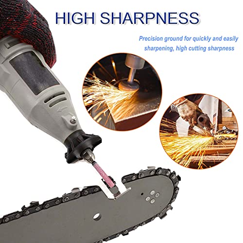 Burr Grinding Stone File - 15Pcs 3 Sizes Diamond Chainsaw Sharpener Rotary Bit Set Polishing Sharpening Garden Tool for Lawn Mower Chainsaw Parts Garden, 4.0/4.8/5.5mm