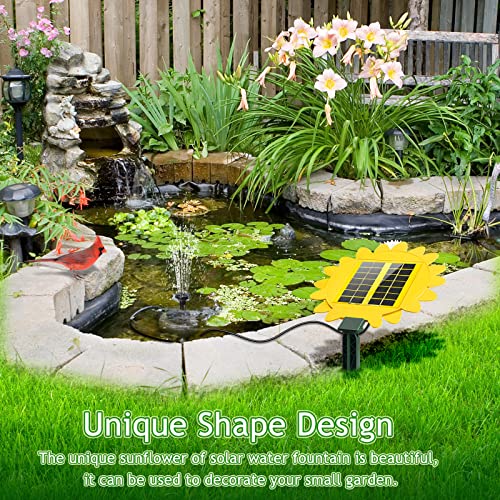 GESAIL Solar Fountain Pump, Unique Design Easy Installation Strong Pump Power 6 Spray Modes Solar Powered Fountain for Garden Decoration, Small Ponds, Pool, Fish Tank, Outdoor, Bird Bath