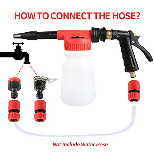 Sooprinse Car Foam Gun Foam Cannon Blaster, Garden Hose Sprayer with Adjustment Ratio Dial Blaster, Car Washer Foam Gun, Snow Foam Lance, 0.23 Gallon Bottle