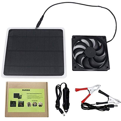 ZUZZEE Solar Panel Powered Fan Mini Ventilator IP65 Waterproof 10W 12V Solar Exhaust Fan for Dog Chicken House Greenhouse RV Roof Quietly Cools and Ventilates