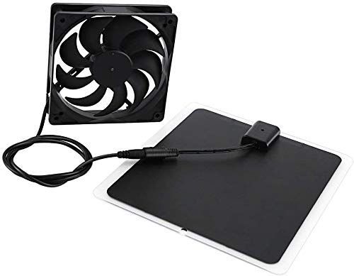 ZUZZEE Solar Panel Powered Fan Mini Ventilator IP65 Waterproof 10W 12V Solar Exhaust Fan for Dog Chicken House Greenhouse RV Roof Quietly Cools and Ventilates