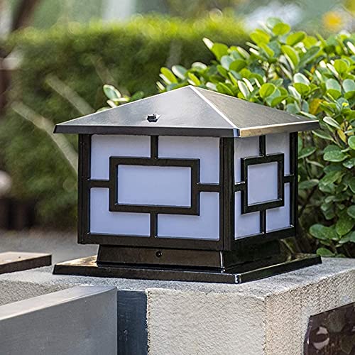 Wylolik Pillar Lights Outdoor, Patio Waterproof Column Lamp Villa Garden Courtyard Fence Deck Stigma Lamps Square E27 Pedestal Lantern Exterior Rainproof Pathway Lighting