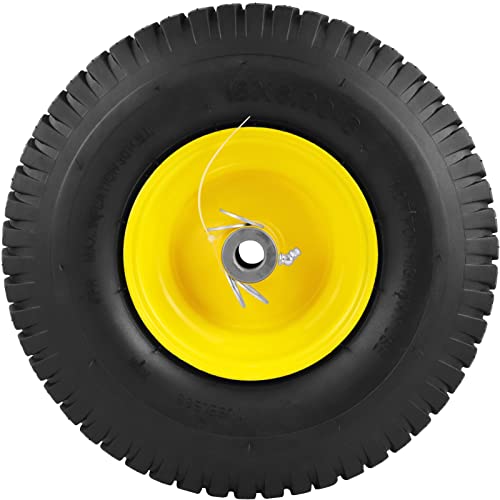 15x6.00-6 Lawn Mower Tires with Wheel,Front Tire Assembly Replacement for John Deere,Craftsman,Cub Cadet and More Lawn &Garden Riding Mower,4 Ply Tubeless,570lbs Capacity,3" Offset Hub