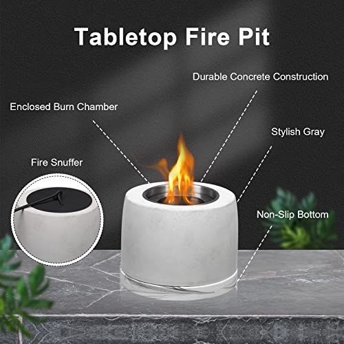 Tabletop Fire Pit, Indoor Table Top Firepit, Patio Alcohol Concrete Fire Pits Outdoor Fireplaces, Round Fire Pit for Making Smores in Patio, Garden, Balcony