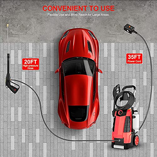 mrliance Electric Pressure Washer 1.9GPM Power Washer 1800W High Pressure Washer Cleaner Machine with 5 Interchangeable Nozzle & Hose Reel, Best for Cleaning Patio, Garden,Yard