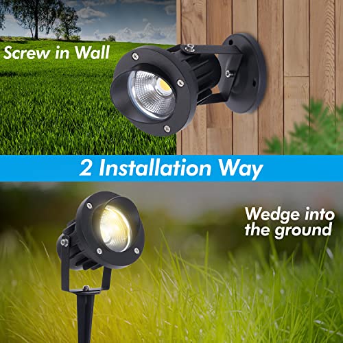 AOTSTIK 18W Outdoor LED Spotlight with Photocell Sensor Waterproof Dusk to Dawn Landscape Lighting 5000K Neutral Light for Tree Yard Flag Garden Decor 3 FT UL Cord with US 3-Plug in (1 Pack)