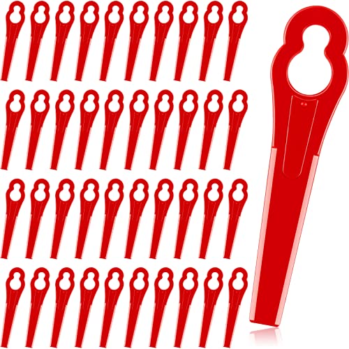 Honoson Plastic Machine Trimming Blades Replacement Plastic Blades Accessories Trimmer Grass Mowing Nylon Blades Garden Lawn Mower Accessories Tools Compatible for PolyCut 2-2 (50, Red)