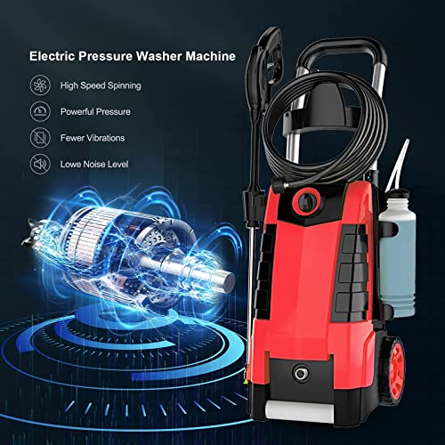mrliance Electric Pressure Washer 1.9GPM Power Washer 1800W High Pressure Washer Cleaner Machine with 5 Interchangeable Nozzle & Hose Reel, Best for Cleaning Patio, Garden,Yard