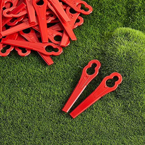 Honoson Plastic Machine Trimming Blades Replacement Plastic Blades Accessories Trimmer Grass Mowing Nylon Blades Garden Lawn Mower Accessories Tools Compatible for PolyCut 2-2 (50, Red)