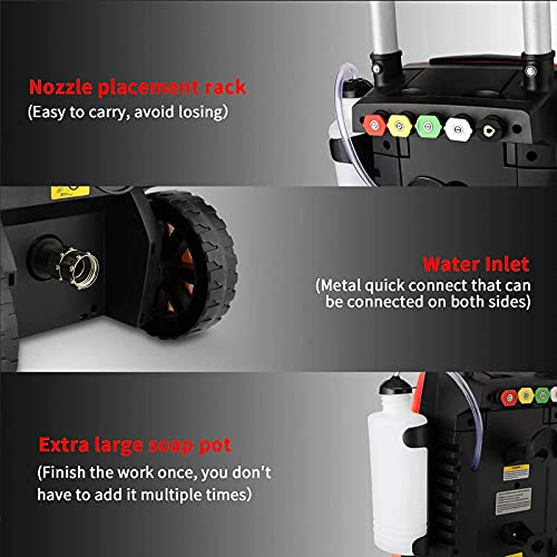 mrliance Electric Pressure Washer 1.9GPM Power Washer 1800W High Pressure Washer Cleaner Machine with 5 Interchangeable Nozzle & Hose Reel, Best for Cleaning Patio, Garden,Yard