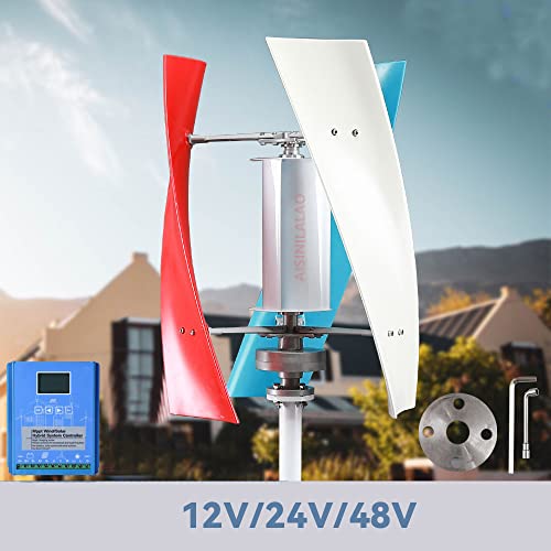 AISINILALAO 2000W 12V 24V 48V Low Noise Vertical Wind Turbine Generator with Controller Permanent Magnet Generato for Outdoor Garden Energy Generation (Colour),220v