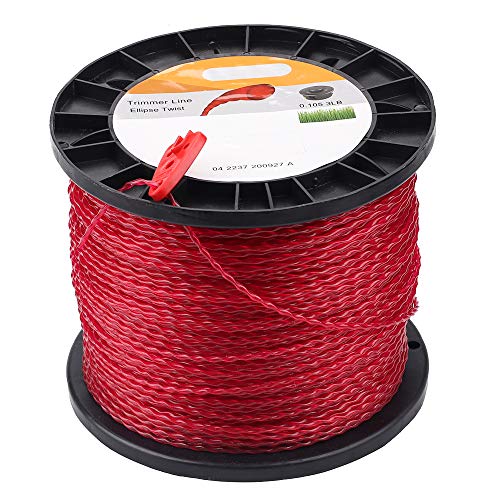 Dalom 2.7 mm/.105" Round Trimmer Line Round Twist 3lbs 690-Feet Red Color Includes Cutting Tool Weed String Trimmer Edger Line