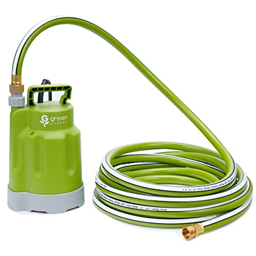 Water Draining Kit by Green Expert, 1/4HP Sump Pump with 25FT Garden Hose, Max 1600GPH High Performance for Quickly Water Removal in Pools Hot Tub Spas Garden Pond Flooded House
