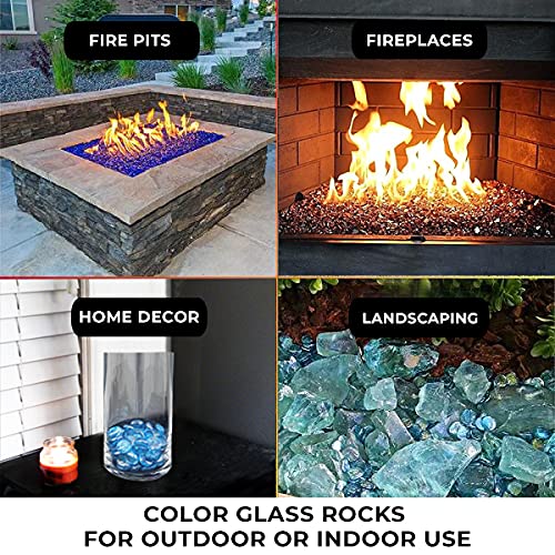 Z Zennister Fire Pit Glass Rocks, High Luster, 1/2" Reflective Tempered Fire Glass in Silver, 10 Pound Jar for Natural or Propane Fireplace, Crushed Glass Stones for Firepit, Garden or Patio