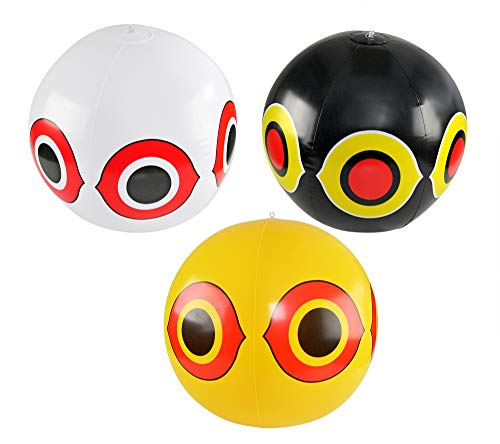 Home-X Bird Deterrent Balloons, Scare Birds Away, Garden Protection from Animals, Scarecrows for Garden, Set of 3, Multicolored, Each 40" D x 20.5" H