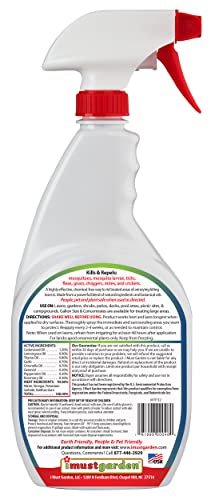 I Must Garden Mosquito Tick and Flea Control: Kills and Repels Biting Insects from Garden, Deck, Campsite β Natural and Pet Safe β 32oz Ready-to-Use Easy Spray Bottle
