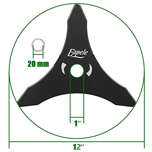 Eapele 12inch Brush Cutter Blade Weed Eater Blade, Carbide Steel Double Sided Blade,3 Teeth