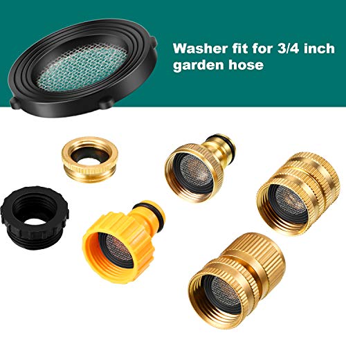 20 Packs Stainless Steel Filter Garden Hose Washer, Self Locking Tabs Keep Washer Firmly Set Inside Fittings with 40 Mesh for 3/4 Inches Garden Hose and Water Faucet