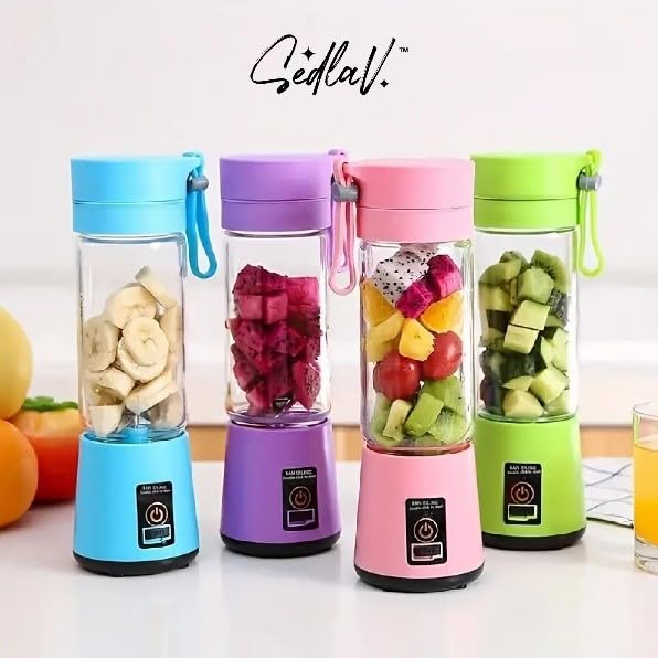 SEDLAV USB Portable Electric Blender - Compact Double-Blade Juice Extractor Blender Ideal for Small Vegetables & Fruits - Travel-Friendly, Personal Miniature Fruit Juice Blender Machine