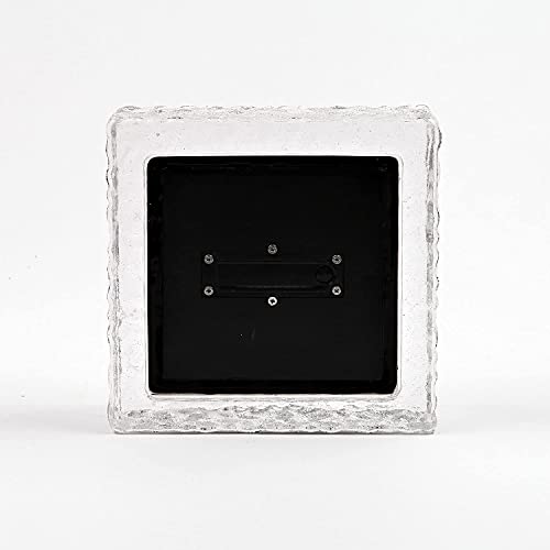 Solar Powered Glass Brick - 6x6 Square, Outdoor Landscape Light, 5 Warm White LED Lights, Built-in Solar Panel, Dusk to Dawn Timer, Garden Walkway Lighting - Rechargeable Battery Included