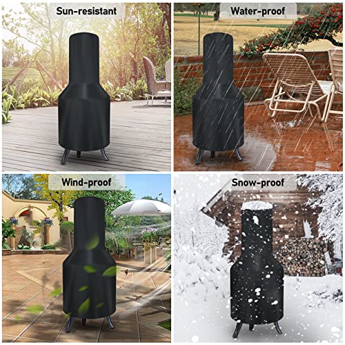Nomiou Chiminea Cover,Waterproof,Windproof,Oxford Fabric Outdoor Garden Patio Heater Black Cover