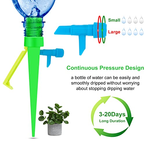 15 Packs Plant Watering Devices, Vacation Plant Self Watering Spikes, Automatic Drip Irrigation Watering Planter Insert with Slow Release Control Valve Switch for Garden Plants Indoor & Outdoor