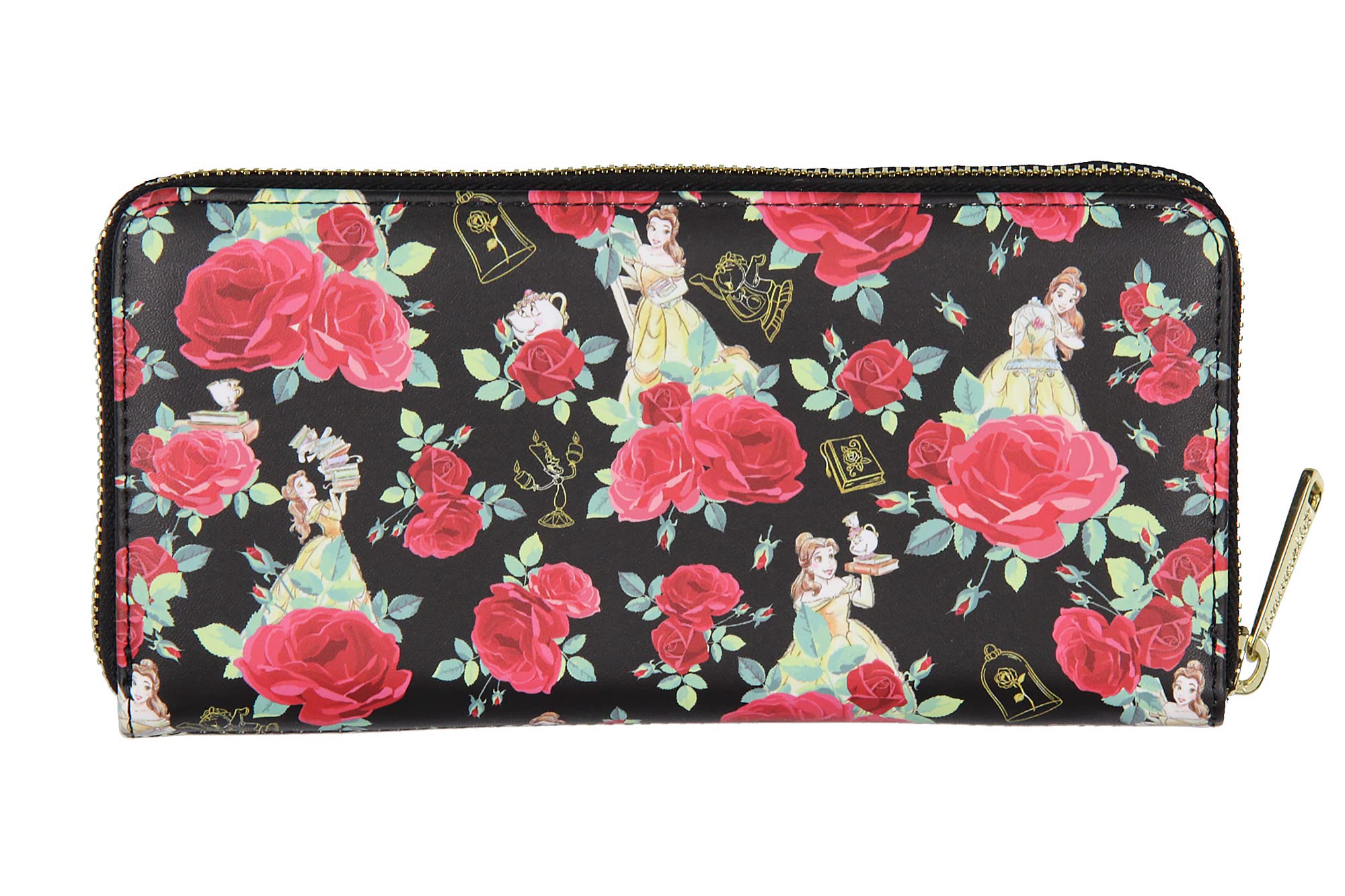 Loungefly Disney Beauty And The Beast Belle Roses Zip Around Wallet