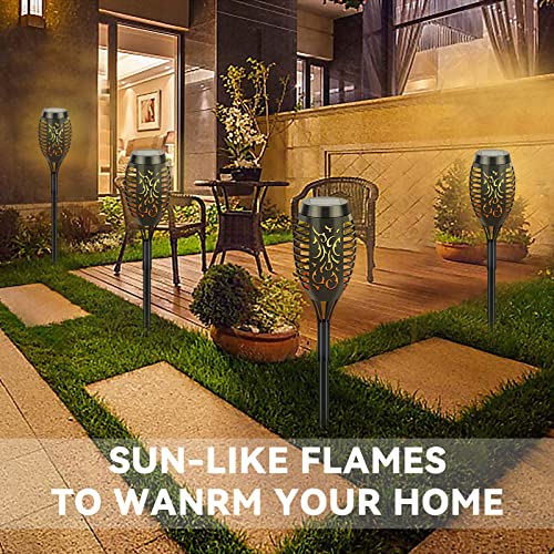 22Inch Solar Tiki Torches with Flickering Flame, Auto On/Off Waterproof Solar Powered Stake Lights for Garden Path Landscape Patio Yard Outdoor(6 Pack)