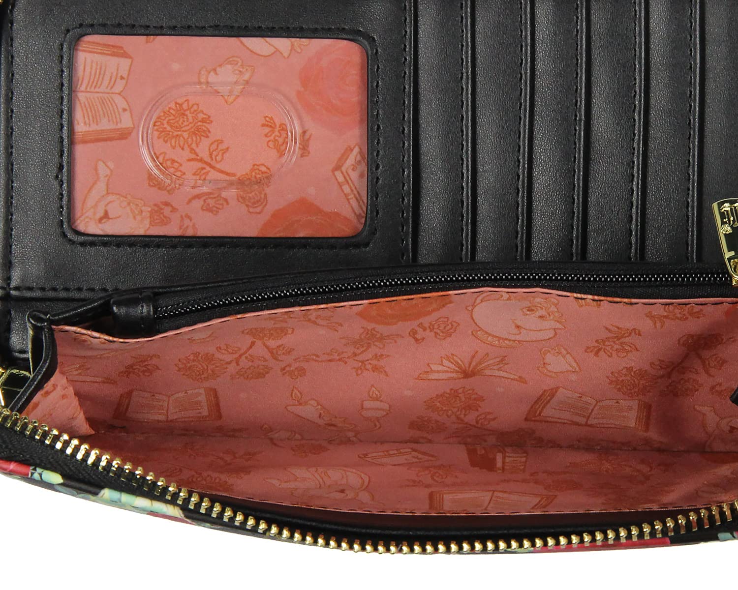 Loungefly Disney Beauty And The Beast Belle Roses Zip Around Wallet