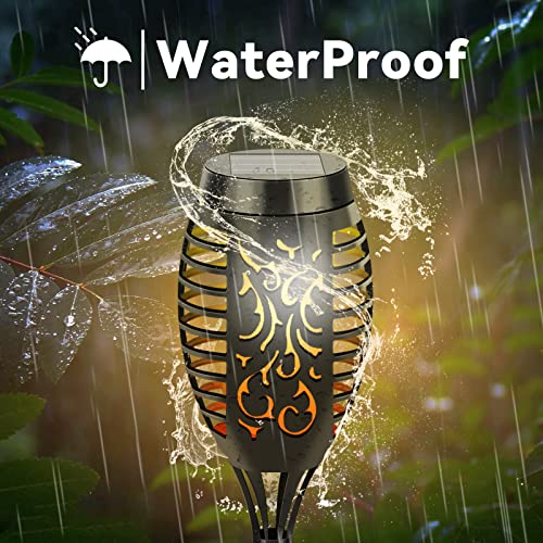 22Inch Solar Tiki Torches with Flickering Flame, Auto On/Off Waterproof Solar Powered Stake Lights for Garden Path Landscape Patio Yard Outdoor(6 Pack)