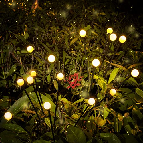 Solar Garden Lights, 6 Led Solar Swaying Light, Sway by Wind, Solar Outdoor Lights,Solar Garden Decorative Lights Yard Patio Pathway Decoration (Warm White, 6 LED Bulbs-2PACK)