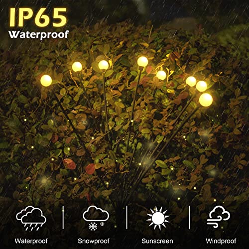 Solar Garden Lights, 6 Led Solar Swaying Light, Sway by Wind, Solar Outdoor Lights,Solar Garden Decorative Lights Yard Patio Pathway Decoration (Warm White, 6 LED Bulbs-2PACK)