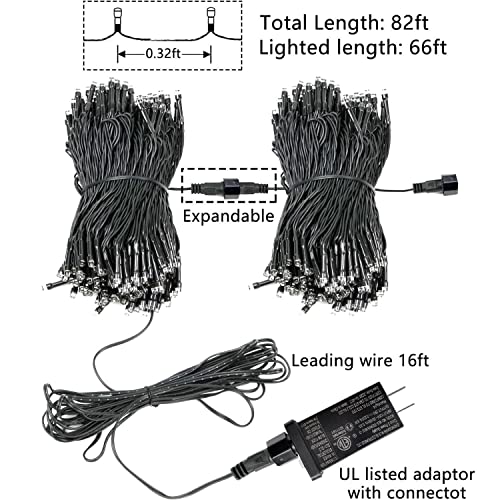 Upgraded 82FT 200 LED Christmas String Lights Outdoor/Indoor, Extendable Green Wire, Memory Function & Timer & 8 Modes, Waterproof Fairy String Lights for Xmas Tree Holiday Party Garden (Warm White)
