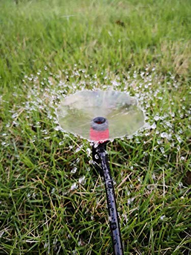 ZILIM 100PCS Drip Emitters Fan Shape with Stake Water Flow, 360 Degree Sprayer Perfect for Irrigation System, Adjustable for 1/4inch(7 x 4mm) Irrigation Tube Watering Kits for Garden Patio Lawn