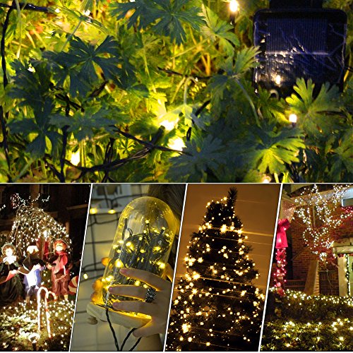 Xunata 171ft Solar Christmas Light, 500 Units LED 2 Modes Solar Powered Fairy String Lights for Outdoor, Gardens, Homes, Wedding, Christmas Party, Waterproof (Warm White)