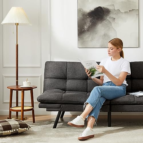 Sweetcrispy Futon Couch for Living Room Sofas, Dark Grey