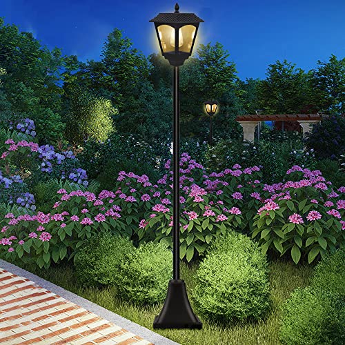 Dynaming 100 Lumen Solar Post Lights, 67 Inch Outdoor Solar Powered Vintage Street Lights, LED Edison Bulb Solar Post Lamp Waterproof for Garden Patio Lawn Pathway Driveway Backyard, Warm White